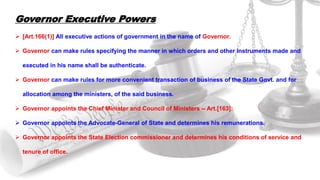 Lecture 15 state executive - governor of state | PDF
