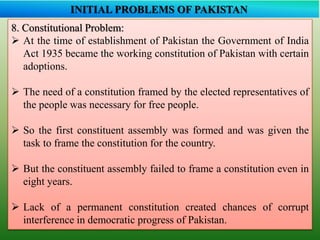 Lecture 15 early problems of pakistan | PPTX