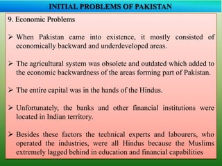 Lecture 15 early problems of pakistan | PPTX
