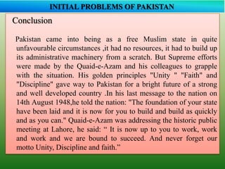Lecture 15 early problems of pakistan | PPTX