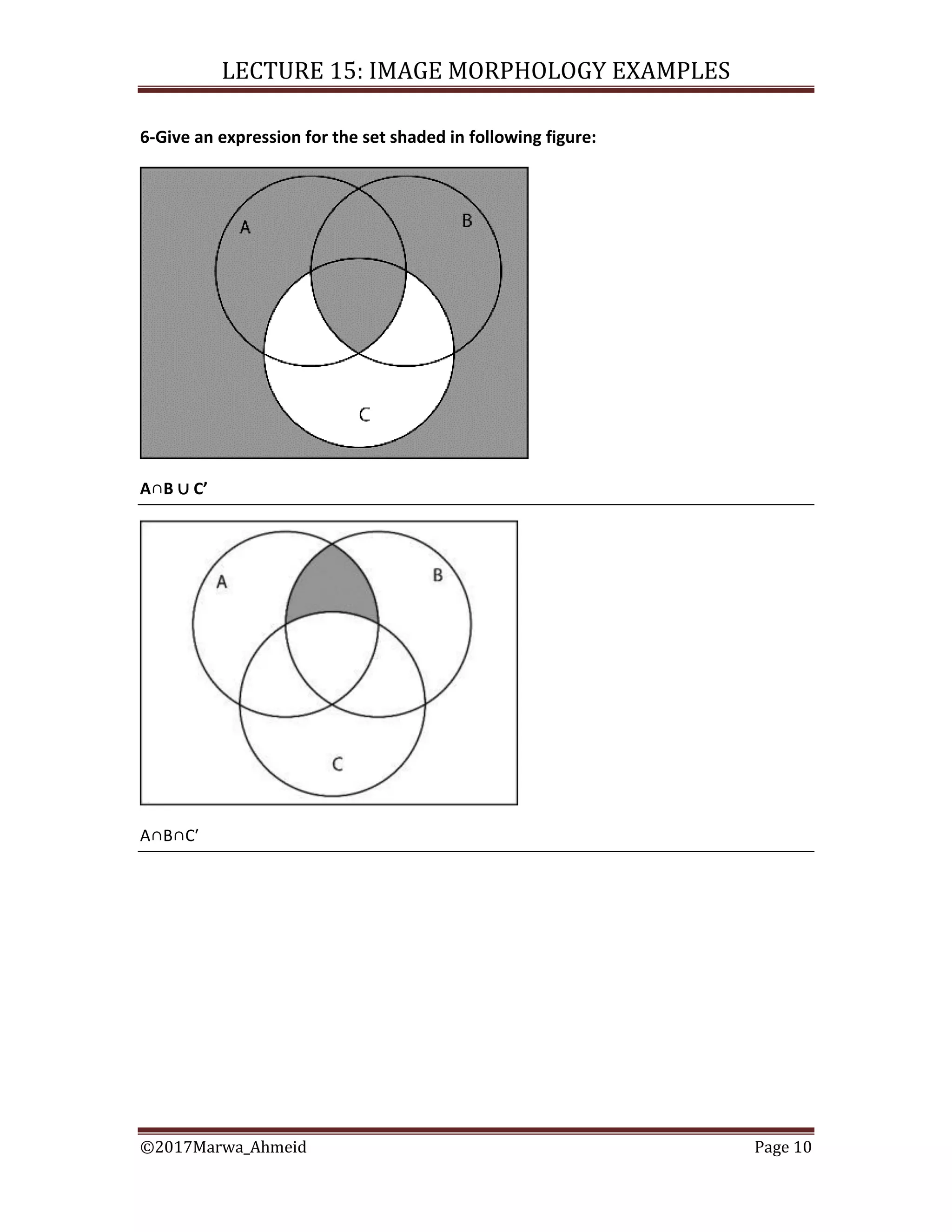 Lecture 15 image morphology examples | PDF