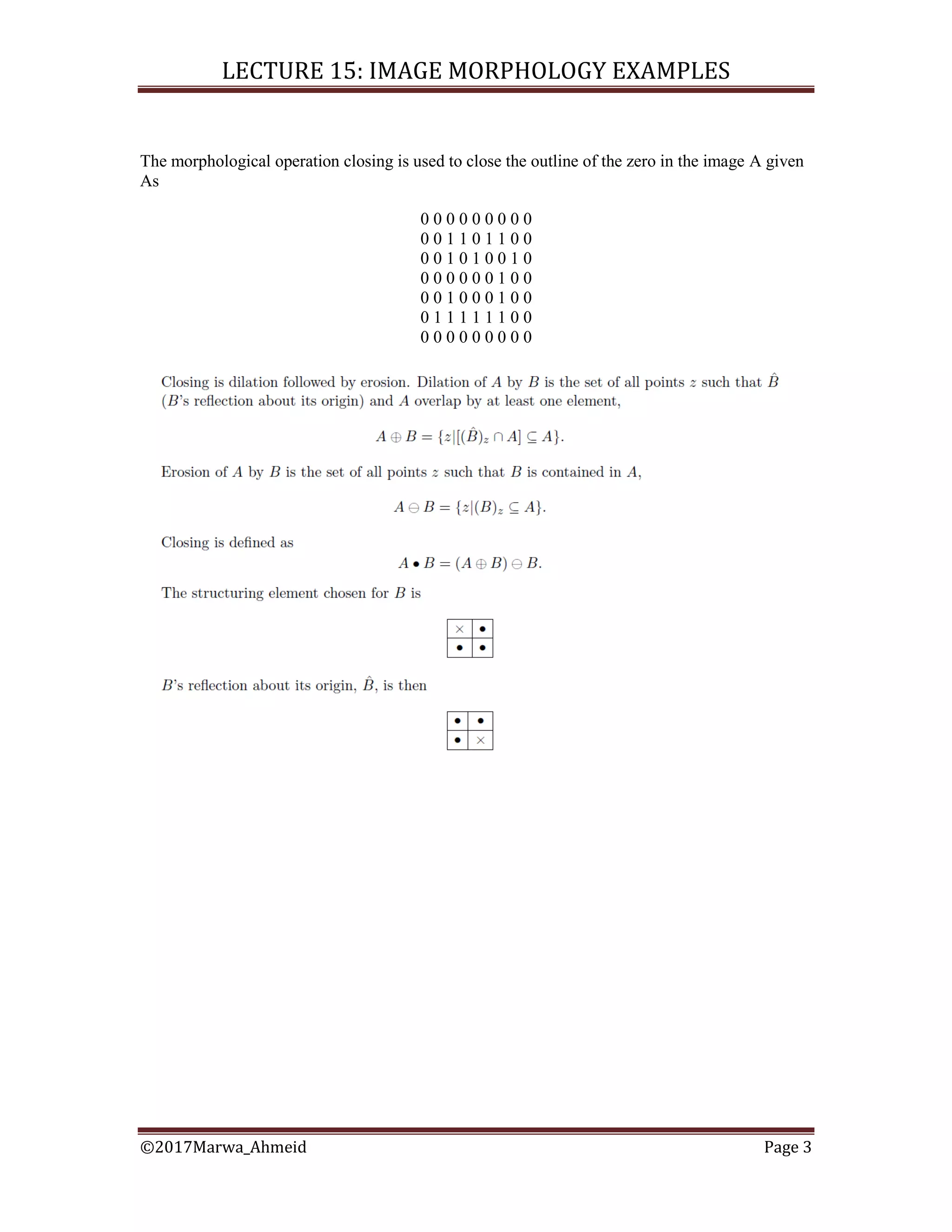 Lecture 15 image morphology examples | PDF