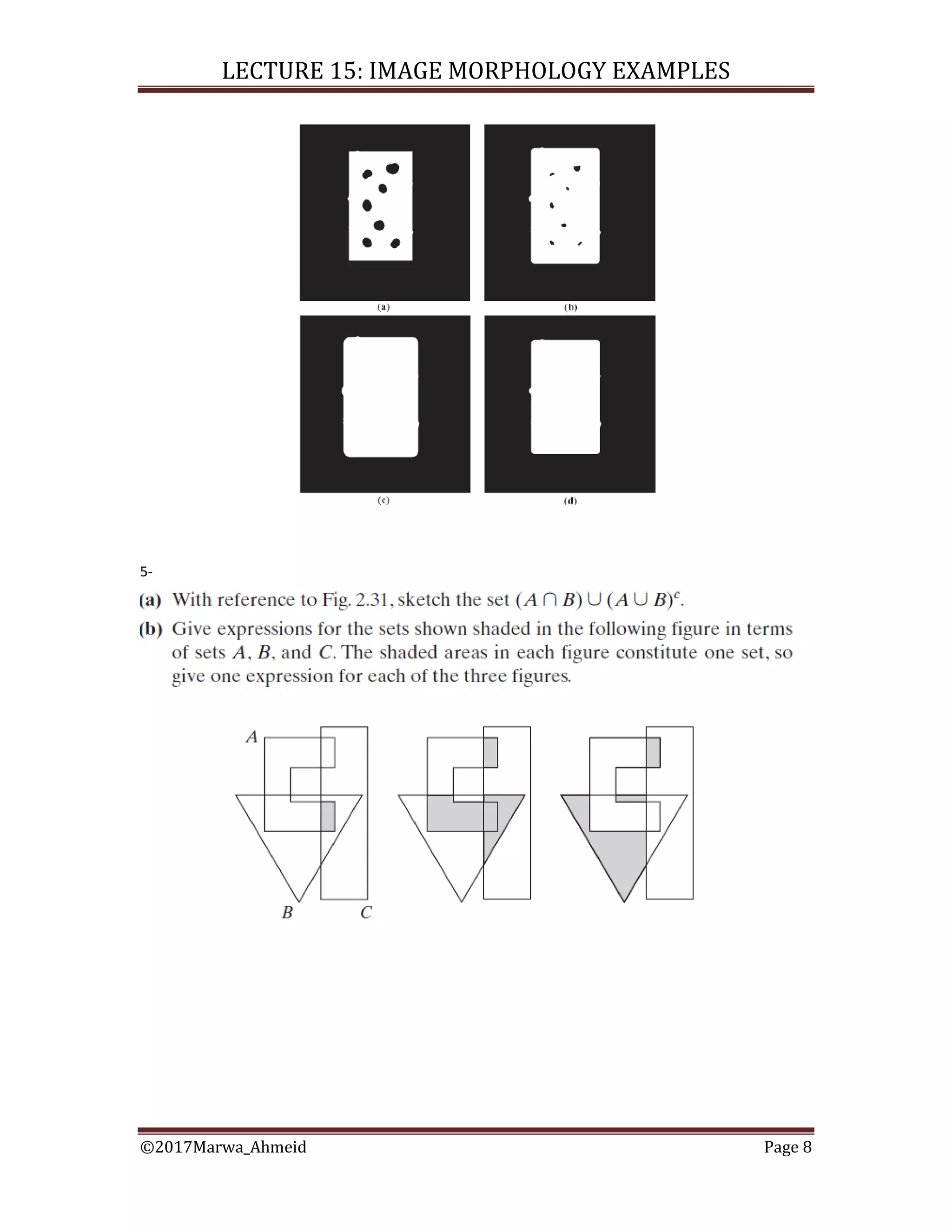 Lecture 15 image morphology examples | PDF