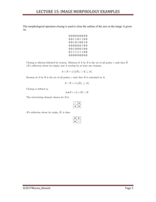 Lecture 15 image morphology examples | PDF