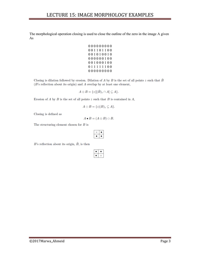 Lecture 15 image morphology examples | PDF