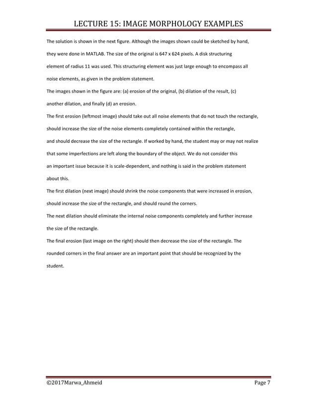 Lecture 15 image morphology examples | PDF