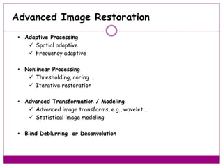 Image Restoration (Order Statistics Filters) | PPTX