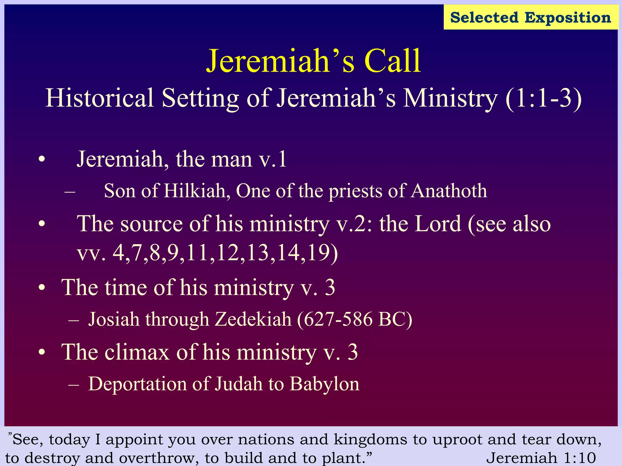 Lecture 15; Jeremiah and Lamentations | PPT
