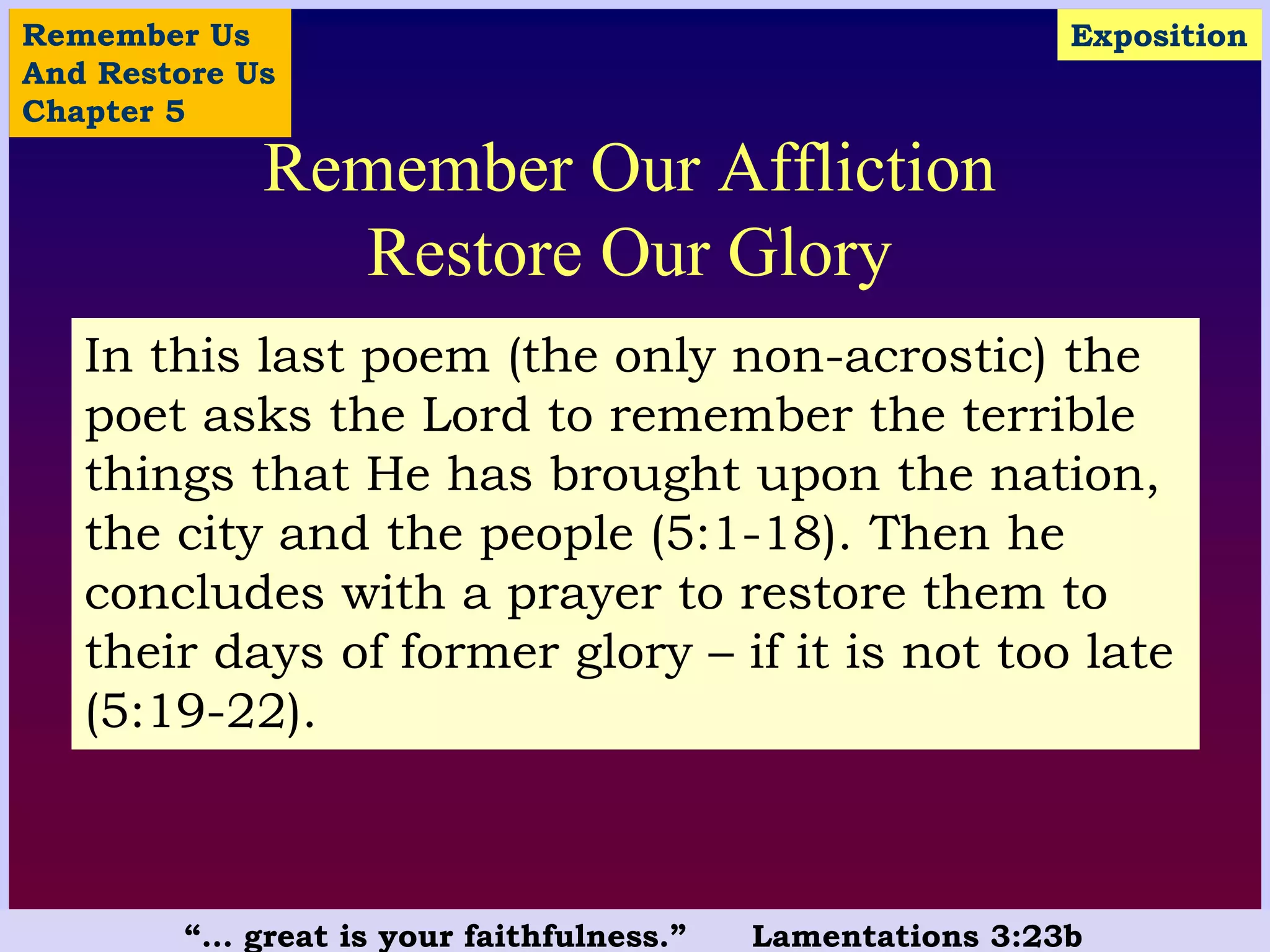 Lecture 15; Jeremiah and Lamentations | PPT