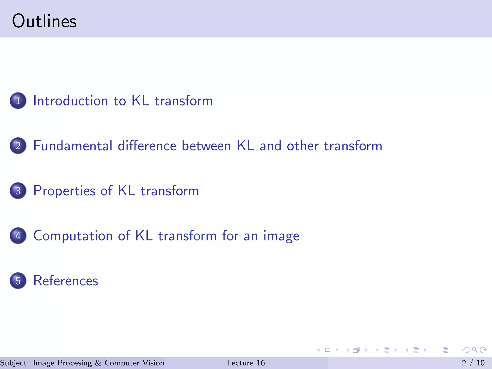 Lecture 16 KL Transform in Image Processing | PDF