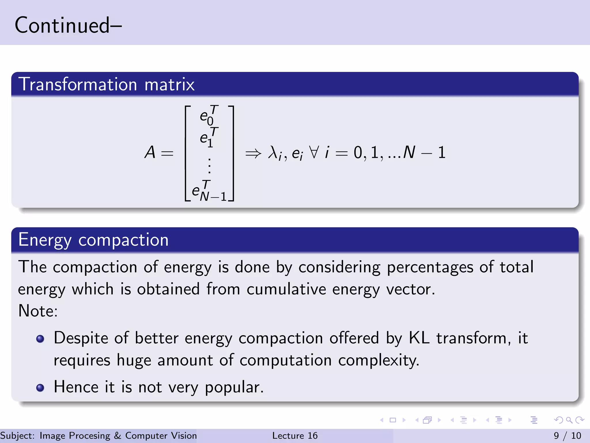 Lecture 16 KL Transform in Image Processing | PDF | 3-D Graphics | Computer Software and ...