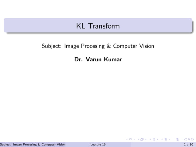 Lecture 16 KL Transform in Image Processing | PDF | 3-D Graphics ...