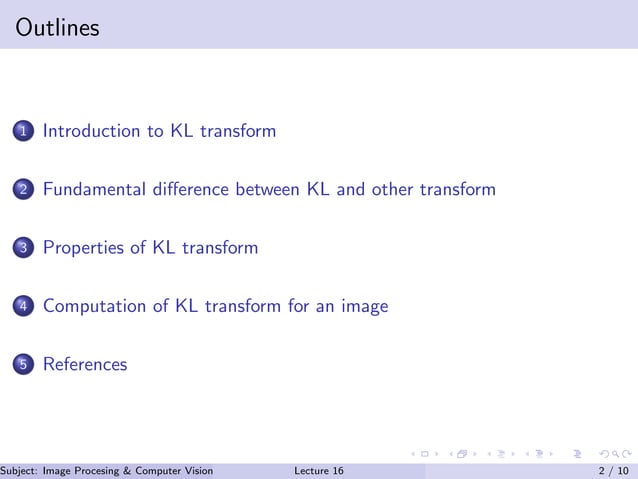 Lecture 16 KL Transform in Image Processing | PDF | 3-D Graphics ...