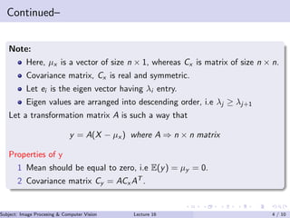 Lecture 16 KL Transform in Image Processing | PDF