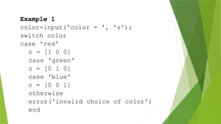Loops Branches and control flow in MATLAB | PPTX