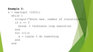 Loops Branches and control flow in MATLAB | PPTX