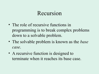 recursion functions in programming languages | PPT