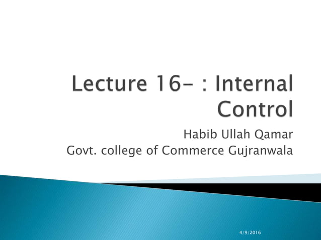 Lecture 16 internal control - james a. hall book chapter 3 | PPTX