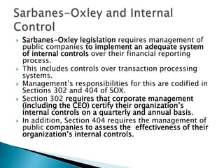 Lecture 16 internal control - james a. hall book chapter 3 | PPTX