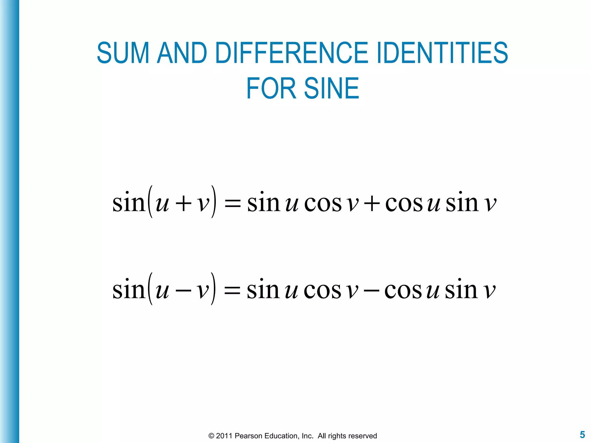 Lecture 16 section 6.2 sum-difference identities | PPT