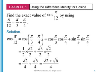 Lecture 16 section 6.2 sum-difference identities | PPT