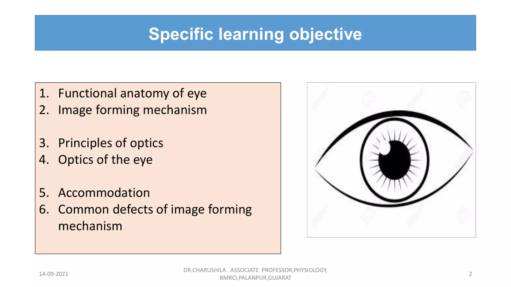 Lecture 1/2022 Special senses , Vision 1- Basics of vision, Optics of ...