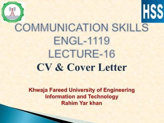 LECTURE 16 CV, Resume & Cover Letter.ppt