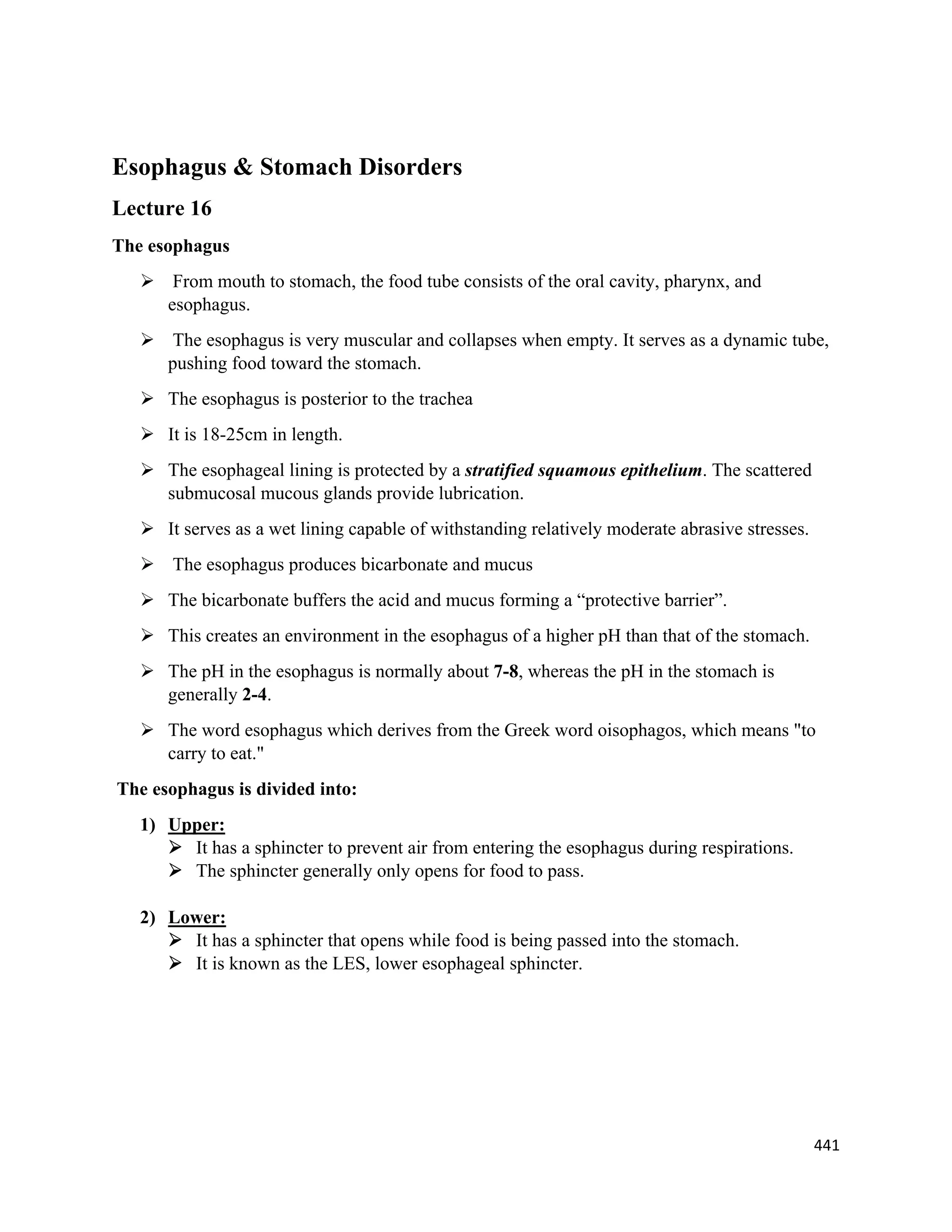 Lecture 16 esophagus and stomach disorders - Pathology | PDF