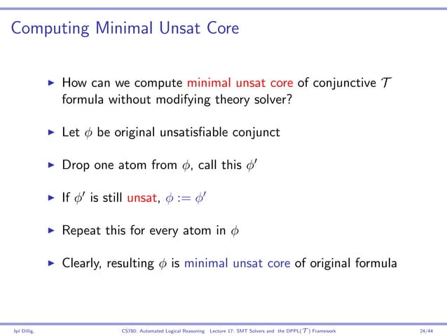 A Simple Algorithm for Minimal Unsatisfiable core | PPT