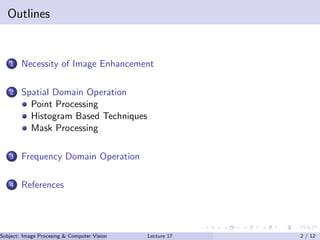 Lecture 17 Image Enhancement Process in Image Processing | PDF