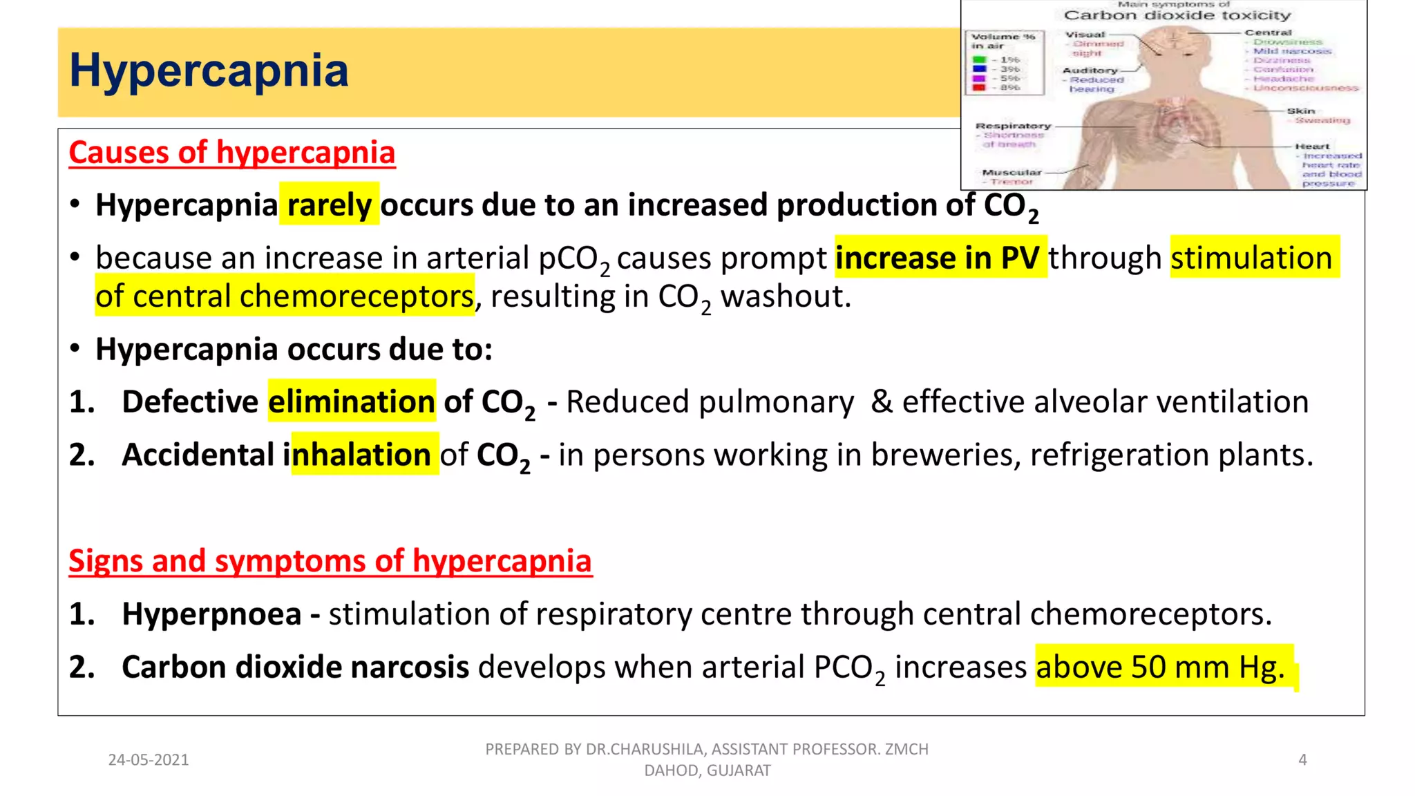 Applied aspect of Physiology : Hypoxia,Hypercapnia, Hypocapnia ...