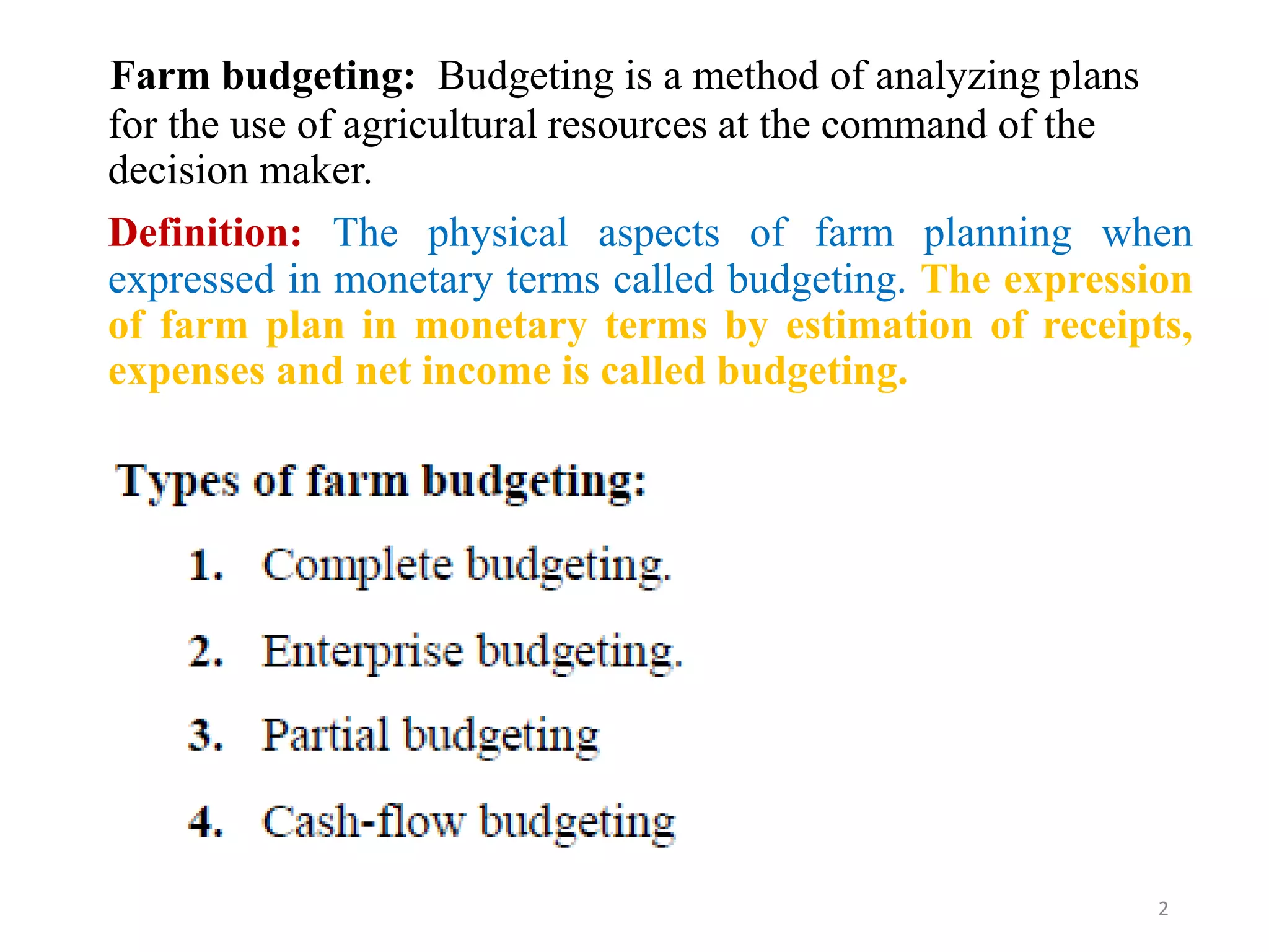 Lecture 17 farm budgeting | PPT
