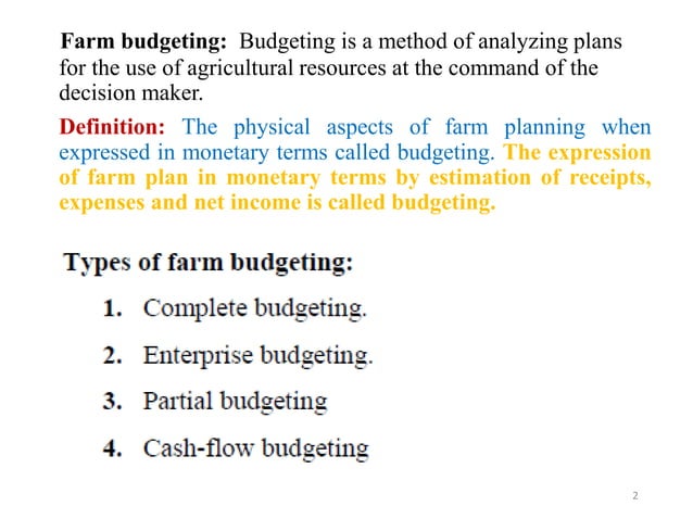 Lecture 17 farm budgeting | PPT