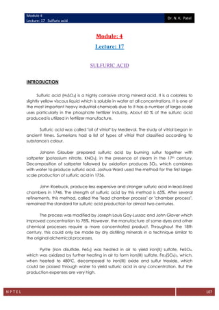 Lecture 17- Manufacturing of Sulfuric acid by Chamber process H2SO4.pdf