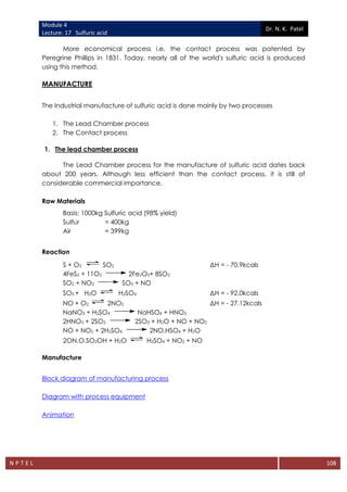 Lecture 17- Manufacturing of Sulfuric acid by Chamber process H2SO4.pdf