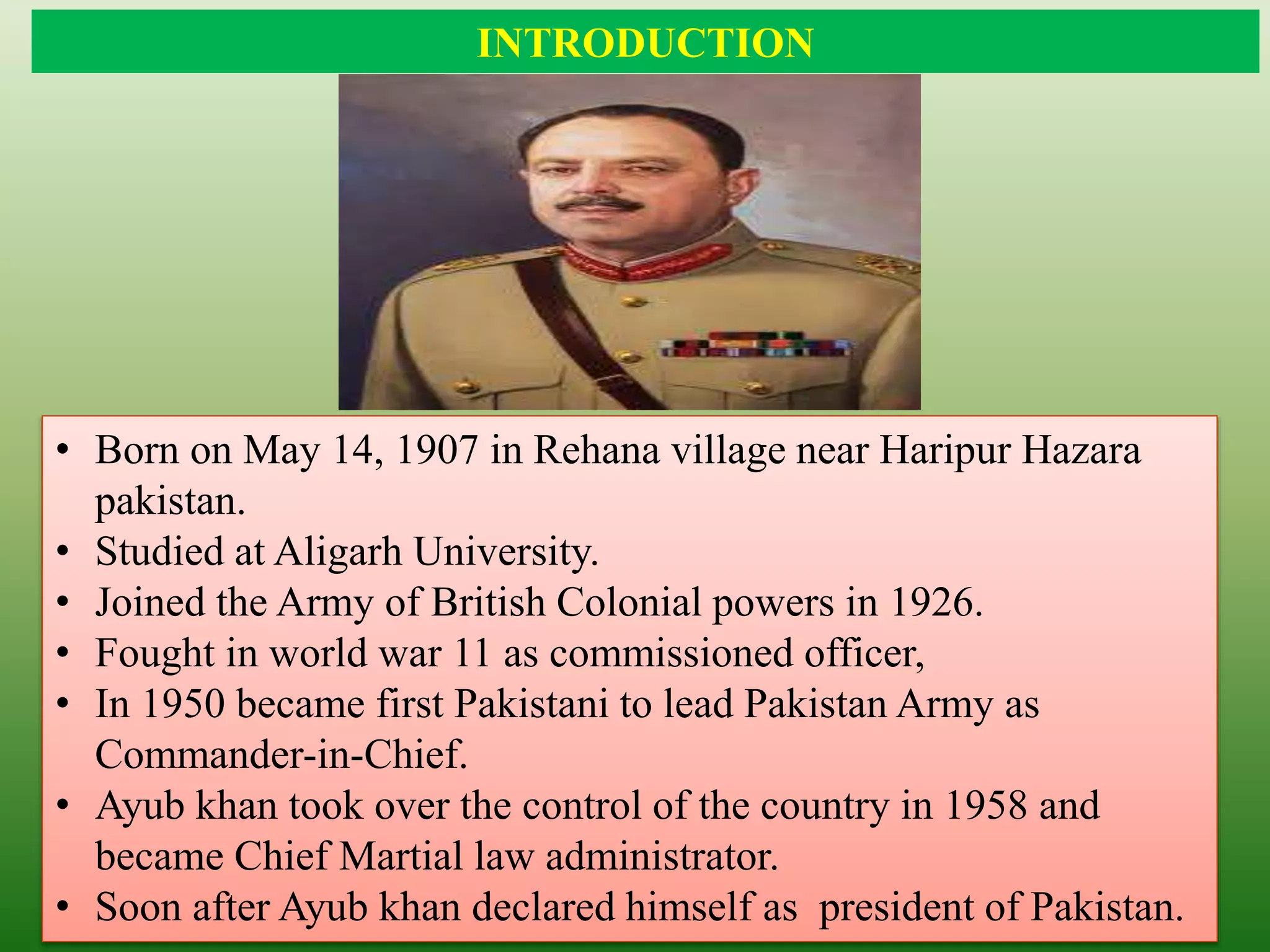 Lecture 17 ayub khan period (1958 1969) - copy | PPTX