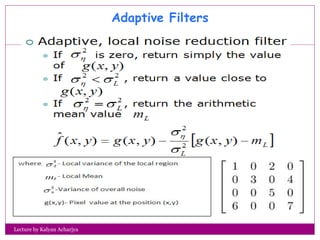 Image Restoration (Frequency Domain Filters):Basics | PPTX