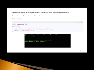Input and output basic of c++ programming and escape sequences | PPT