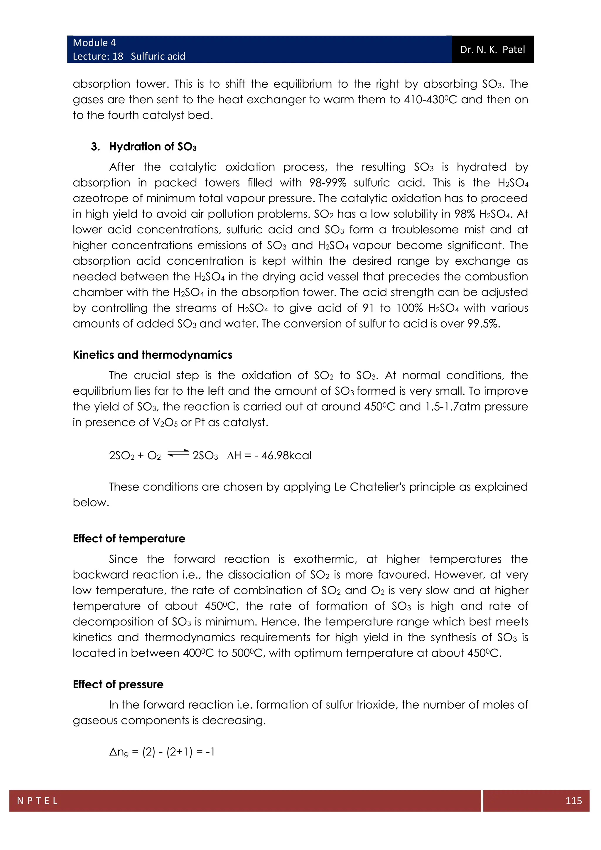 Lecture 18- Manufacturing of Sulfuric acid by Contact processH2SO4.pdf