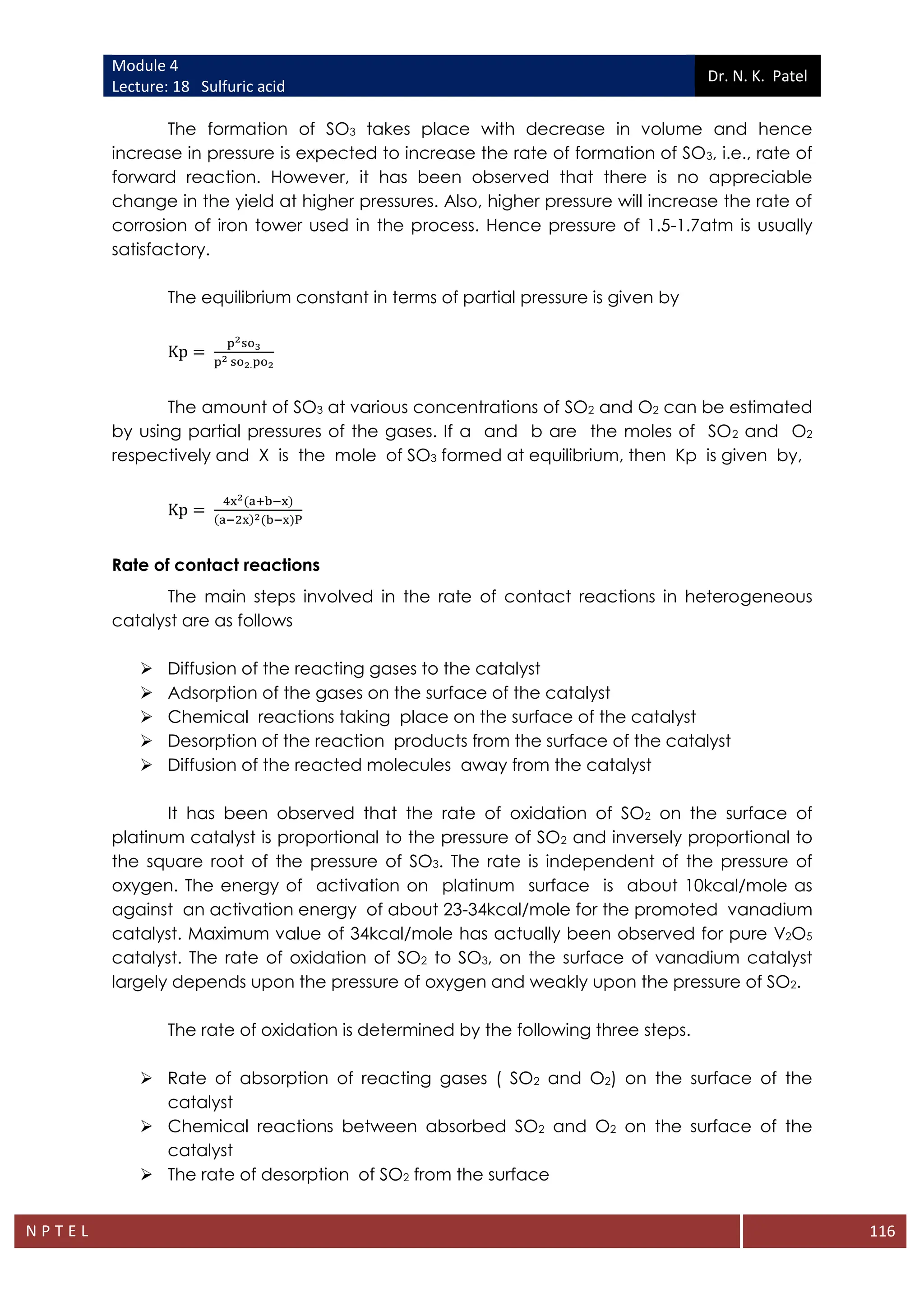 Lecture 18- Manufacturing of Sulfuric acid by Contact processH2SO4.pdf