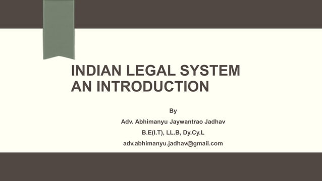 Lecture 18 indian legal system - an introduction | PPT