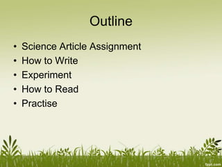 Lecture 18: Reading and Writing for an Academic Purpose | PPTX