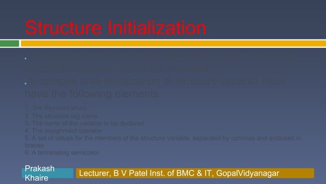 Lecture18 structurein c.ppt | Programming Languages | Computing