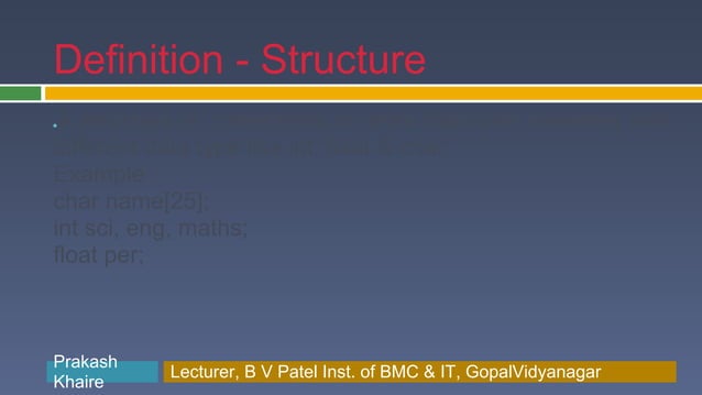 Lecture18 structurein c.ppt | Programming Languages | Computing