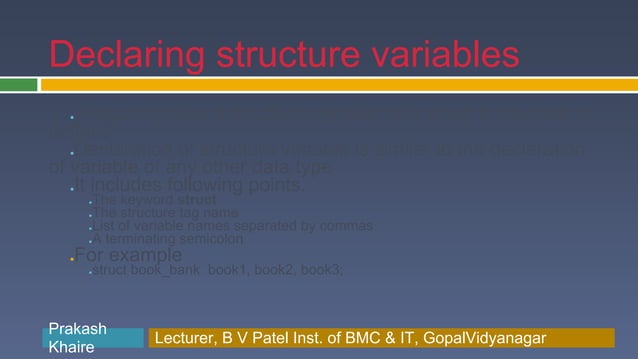 Lecture18 structurein c.ppt | Programming Languages | Computing