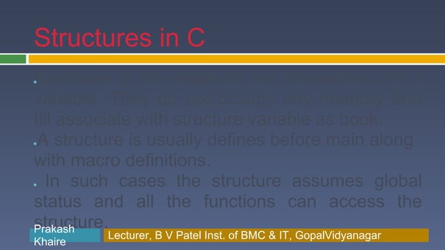 Lecture18 structurein c.ppt | Programming Languages | Computing