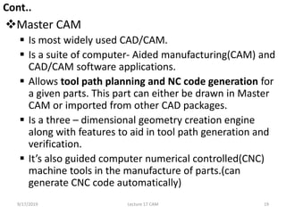 Lecture 3 Computer - Aided Manufacturing (CAM) | PPTX