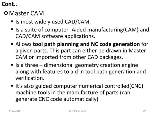 Lecture 3 Computer - Aided Manufacturing (CAM) | PPTX | Technology ...