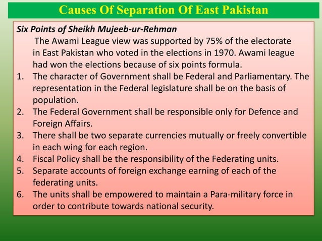 Lecture 18 separation of east pakistan 1971 | PPTX | Politics