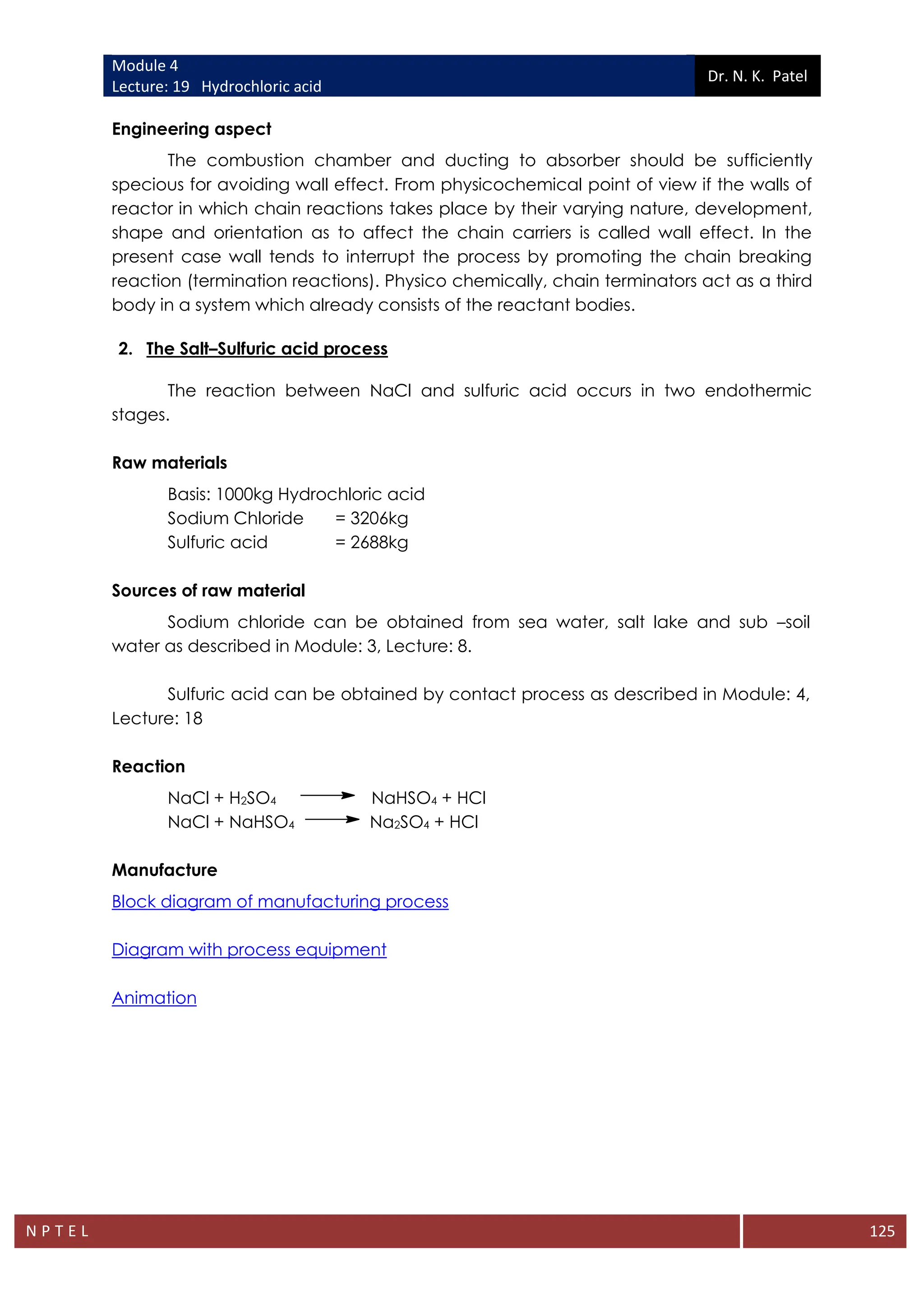 Lecture 19- Manufacturing of Hydrochloric acid from hydrogen and ...